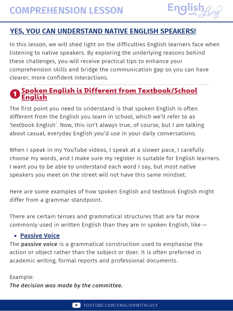 Understanding Native English Speech | PDF | English Language | Linguistics