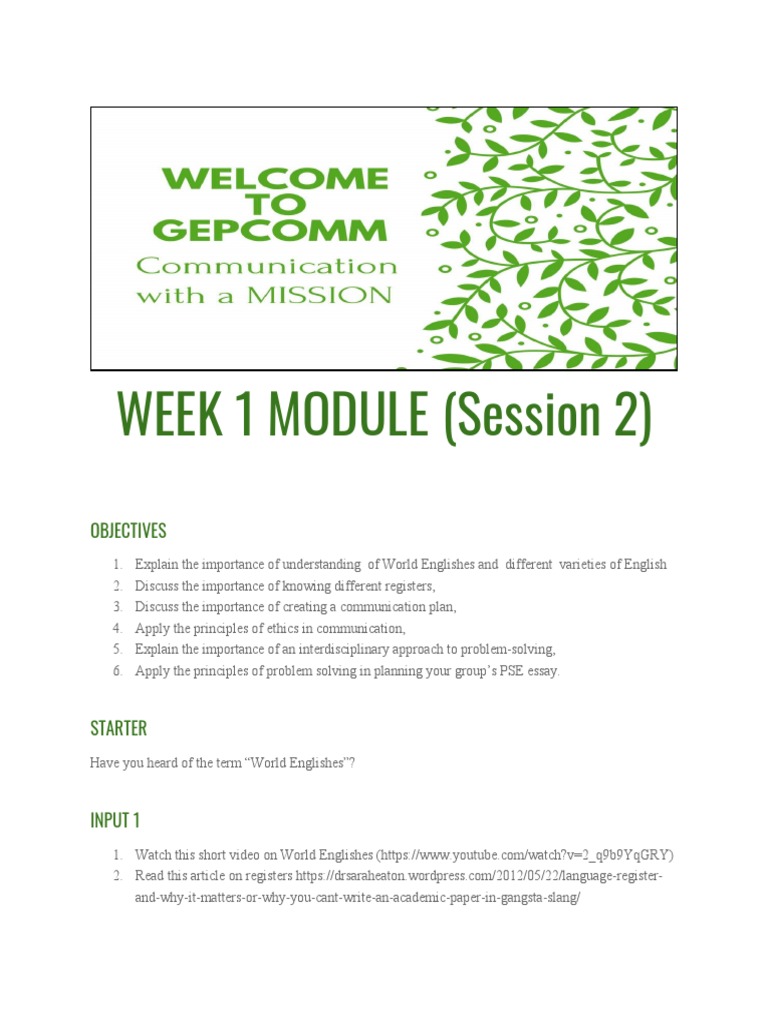 Gepcomm Module Week 1 Part 2 | PDF | Communication | Essays