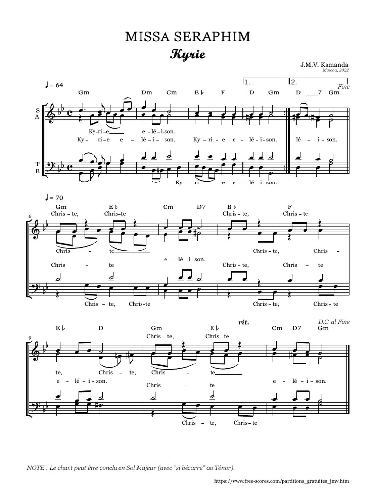 (C) Kyrie Eléison (Missa Seraphim) | PDF