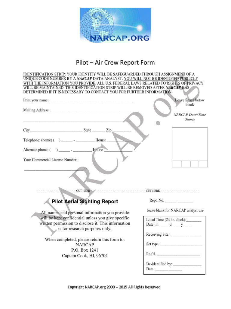 Pilot Report Form 2015 - 1 | PDF | Cloud | Sky