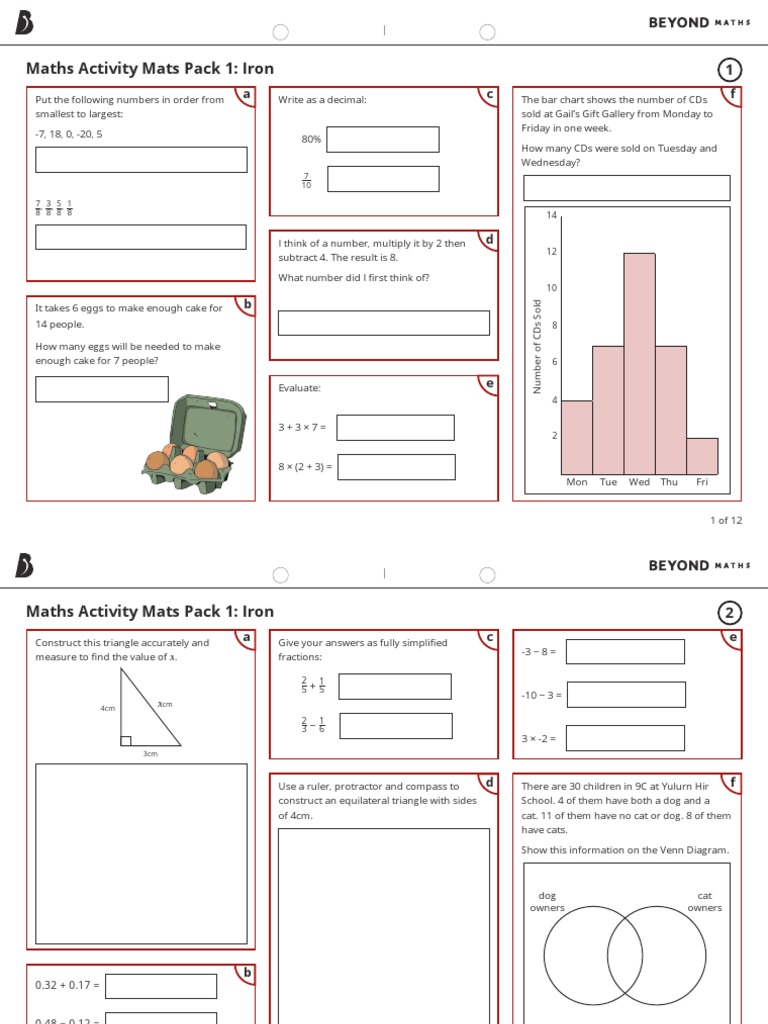 1 - Maths Activity Mats Pack 1 - Lowest Ability | PDF | Area | Triangle