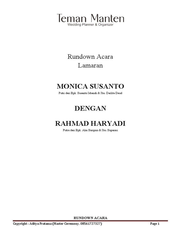 Rundown Lamaran Monica | PDF Rundown Lamaran Monica | PDF