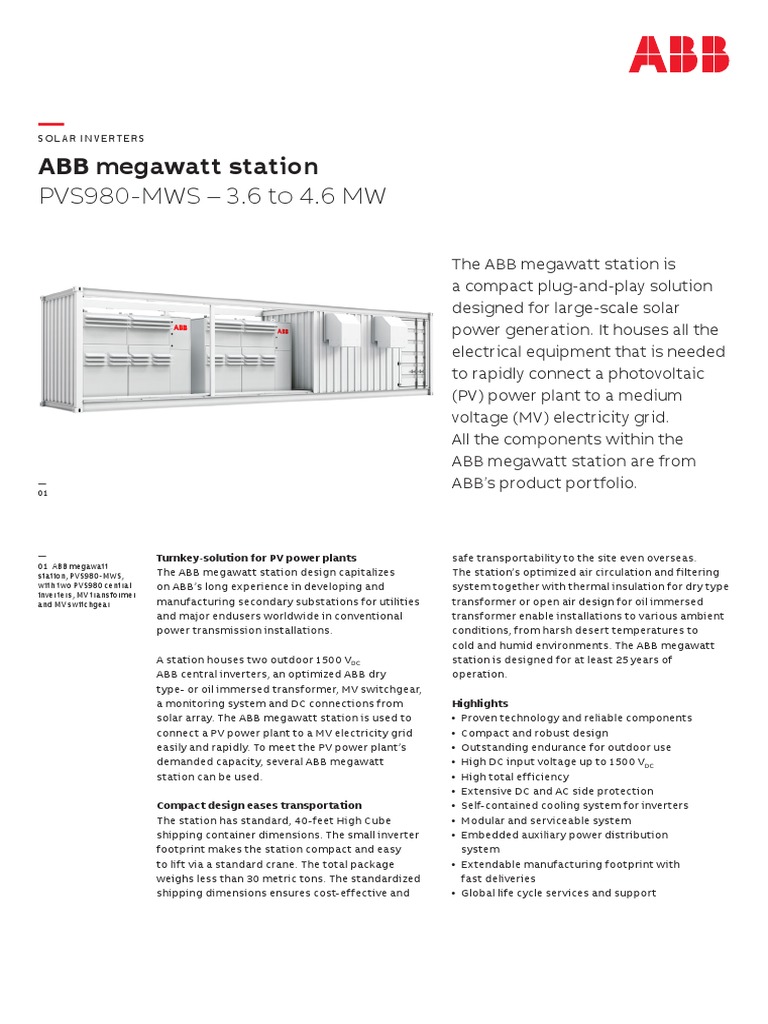PVS980-MWS Megawatt Station Flyer 3AXD50000042986 RevC EN Lowres | PDF ...