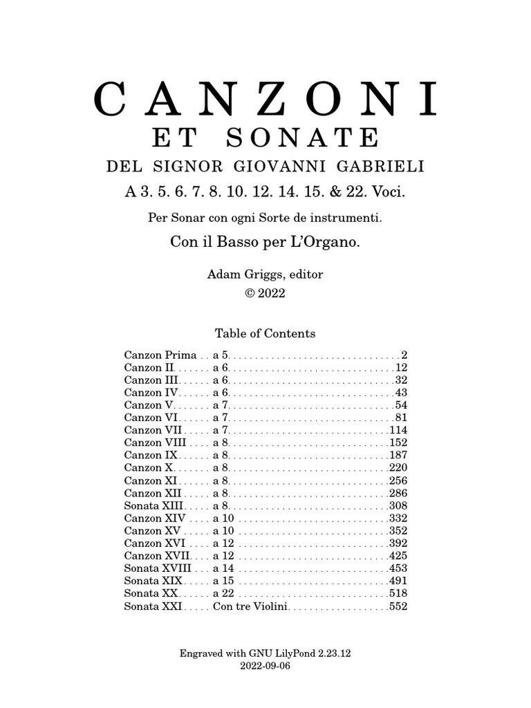 Gabrieli Giovanni Canzoni | PDF