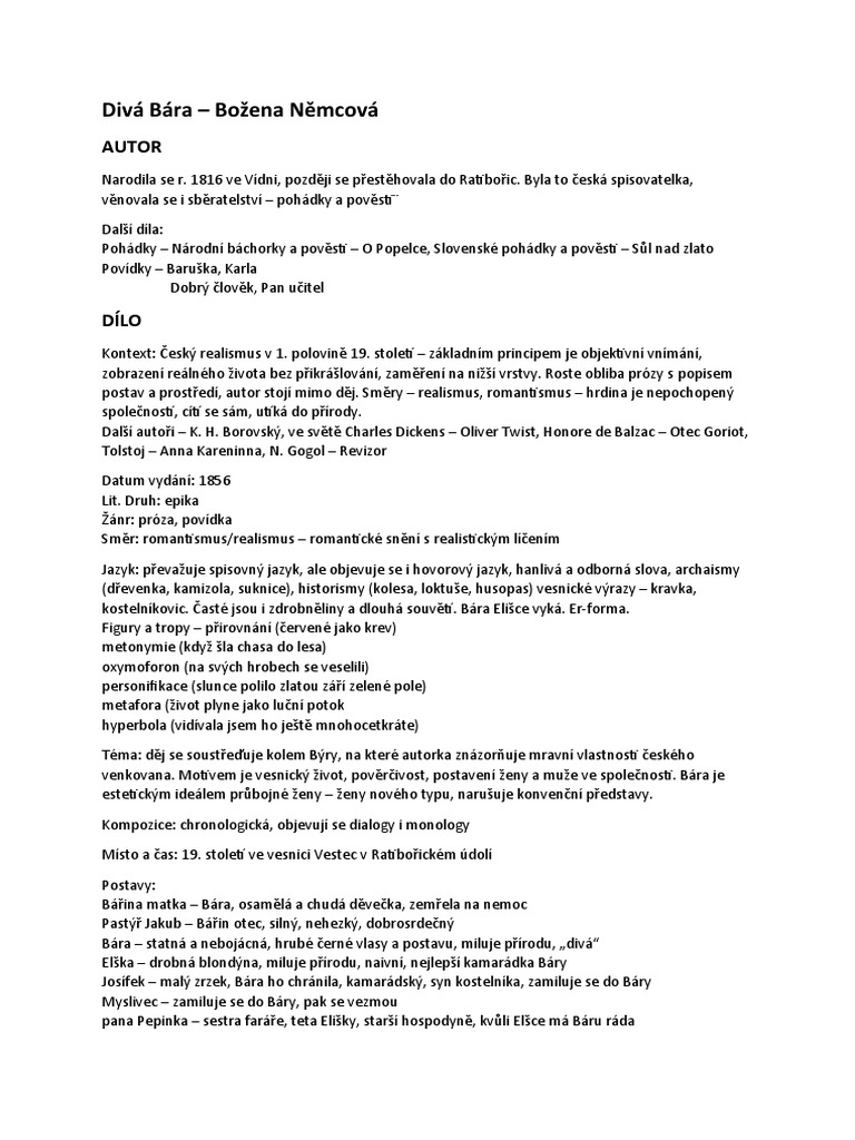 Divá Bára - Božena Němcová | PDF