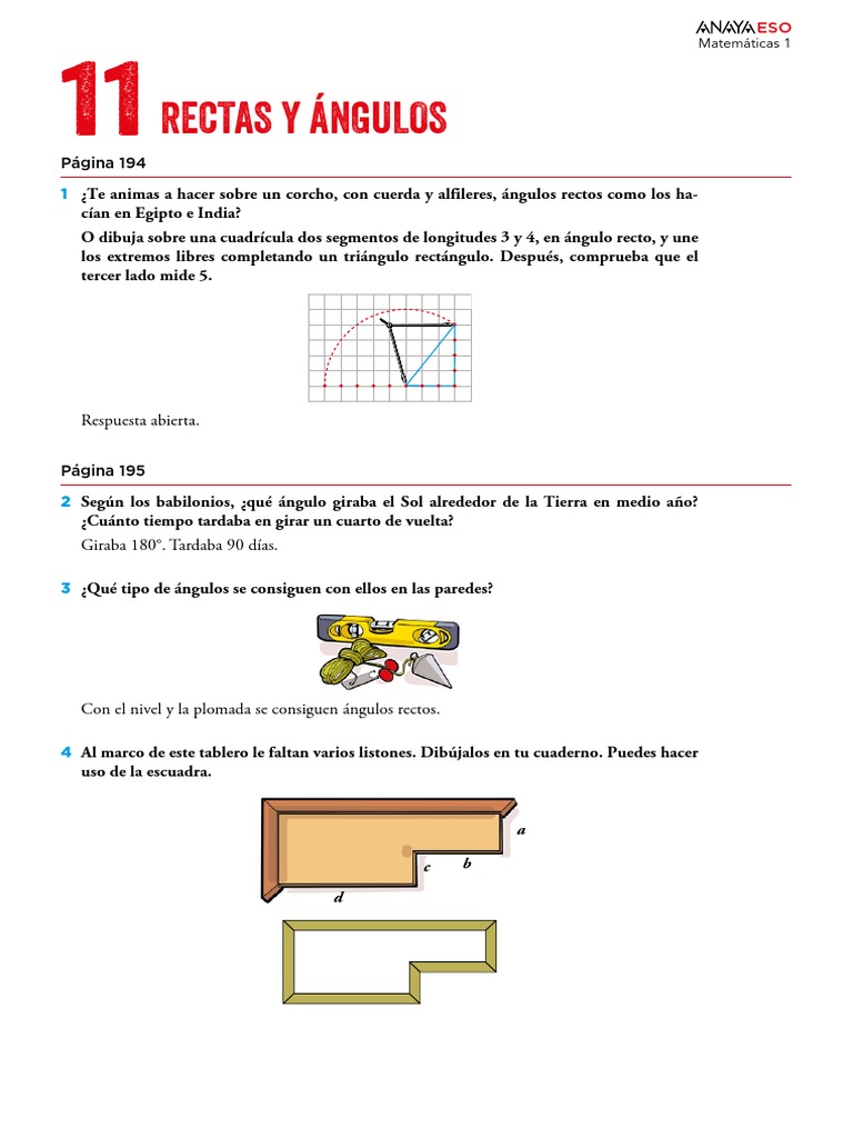Unidad 11 Rectas y Angulos | PDF