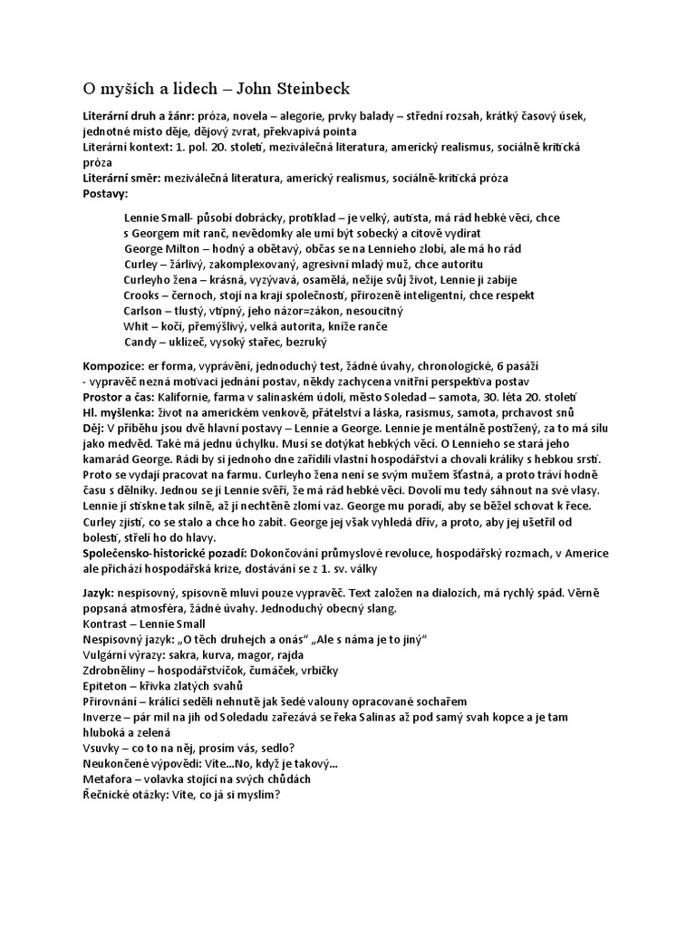 O Myších A Lidech - John Steinbeck | PDF