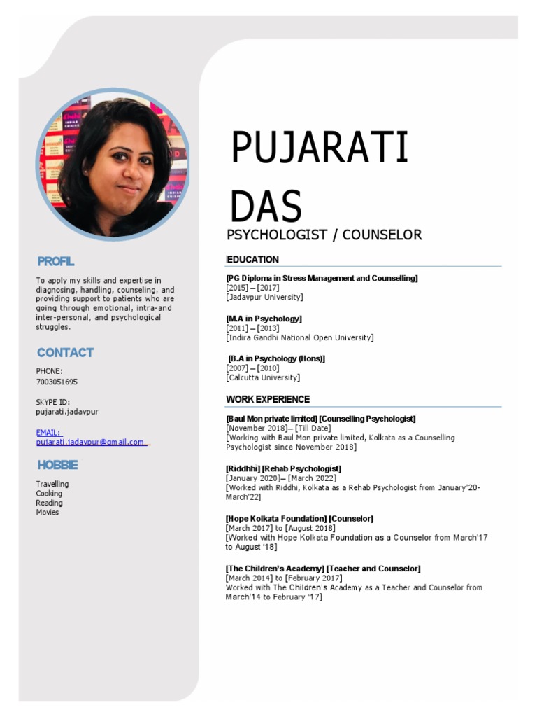 VT - Psychologist Counselor - Pujarati Das | PDF | Psychotherapy ...