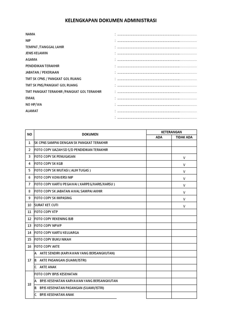 Kelengkapan Dokumen Administrasi Pdf