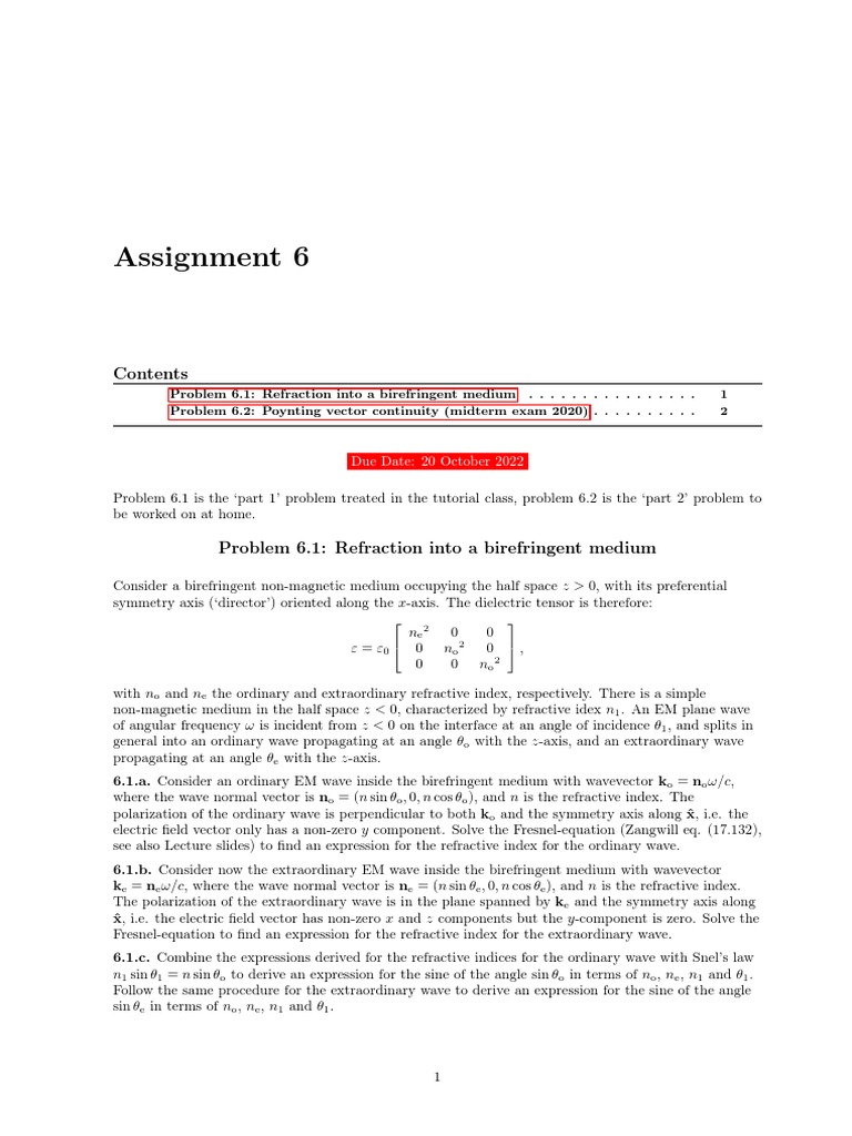Assignment Week6 | Download Free PDF | Refractive Index | Physical Sciences
