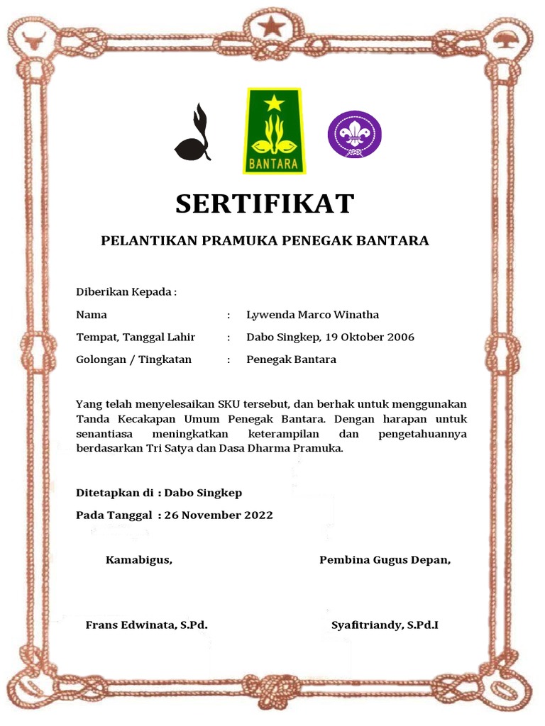 Sertifikat Tku Bantara (3 | PDF | Agama & Spiritualitas