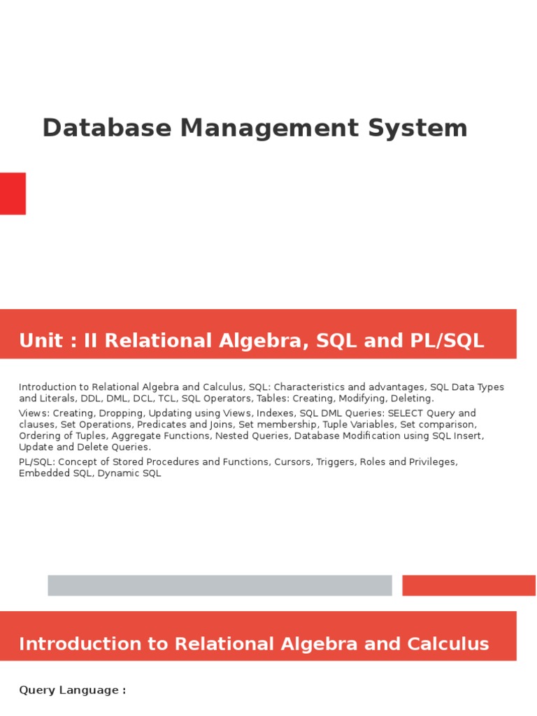 DBMS Unit 2 | PDF