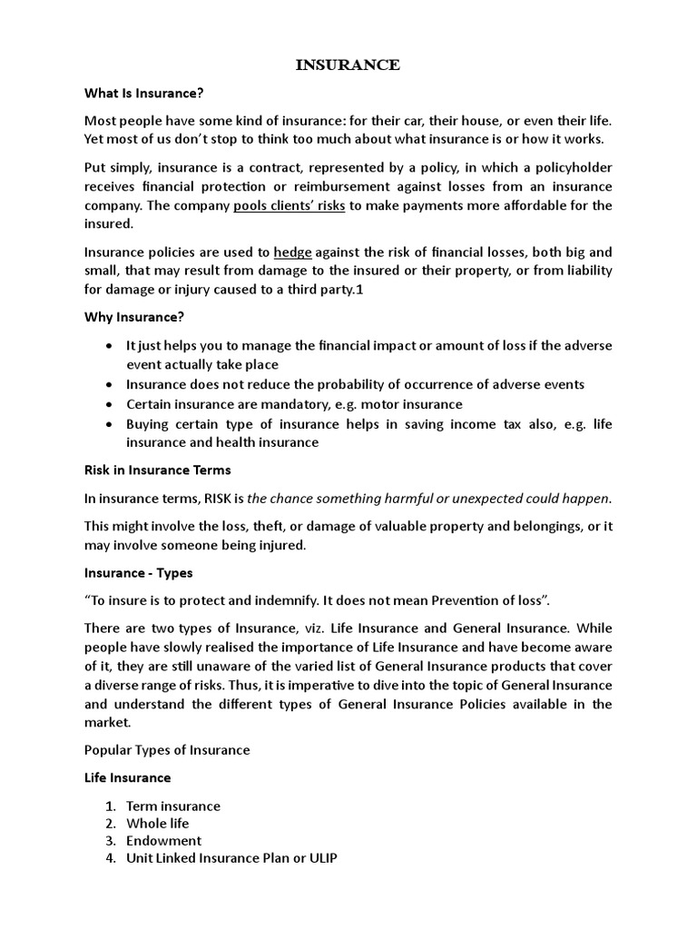 General Insurance Introduction | PDF