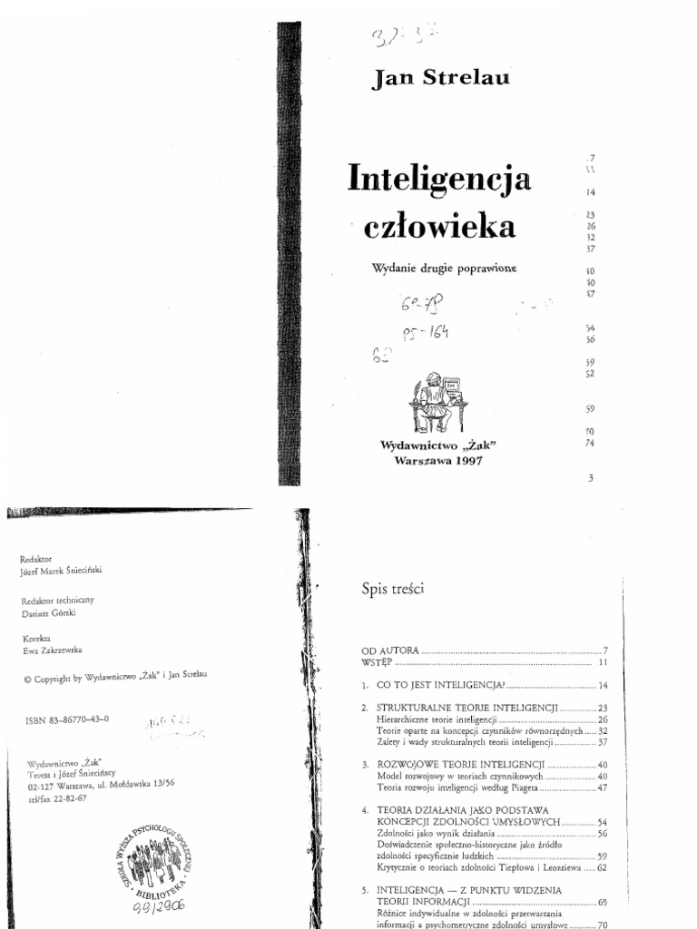Strelau, Inteligencja CZĹ Owieka, Caĺ Oĺ Ä | PDF