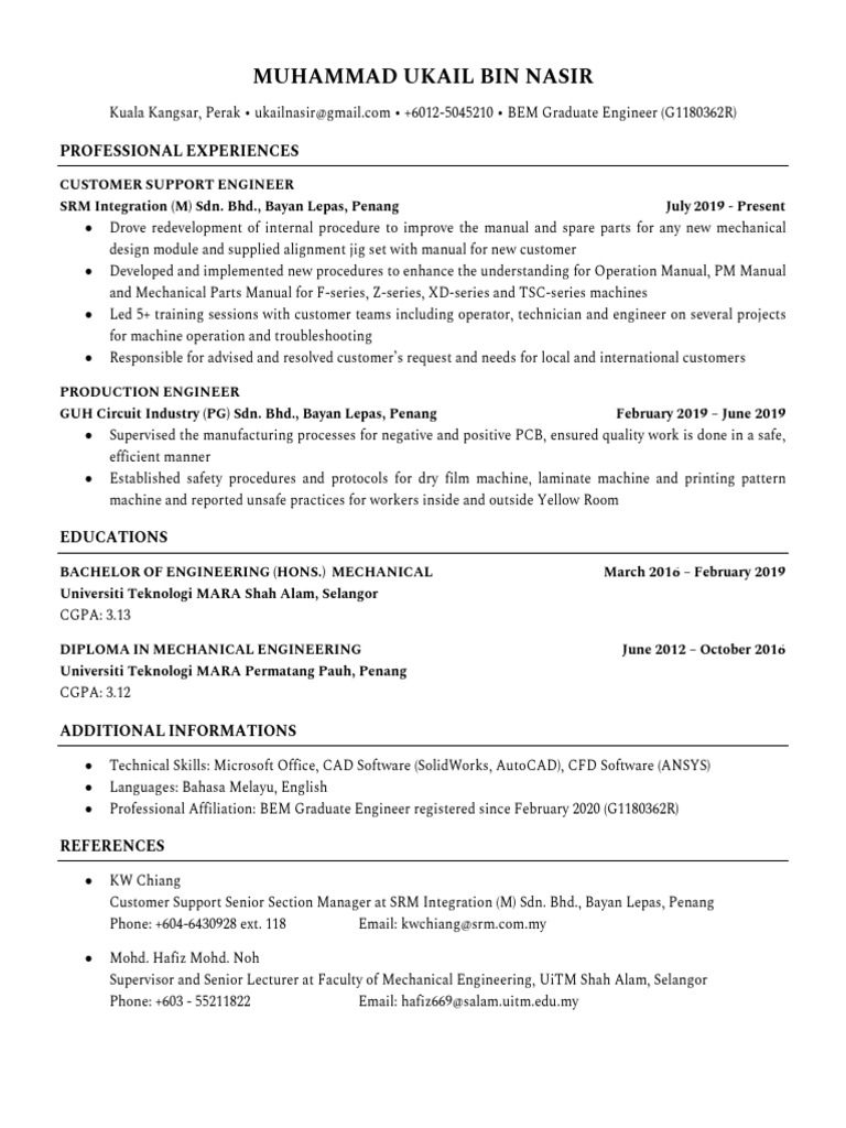 Resume Muhammad Ukail Bin Nasir | PDF | Business | Computing