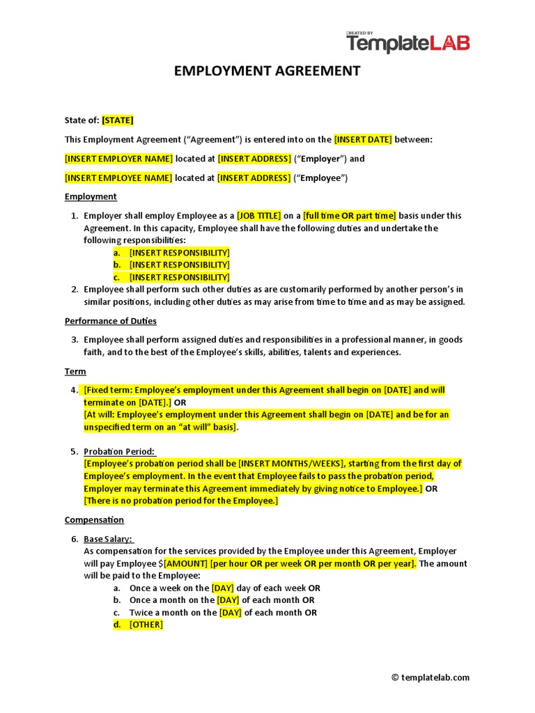 Employment Agreement Template | PDF