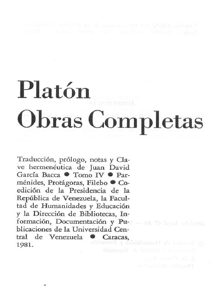 Platon - Obras Completas 4 (Protágoras) | PDF