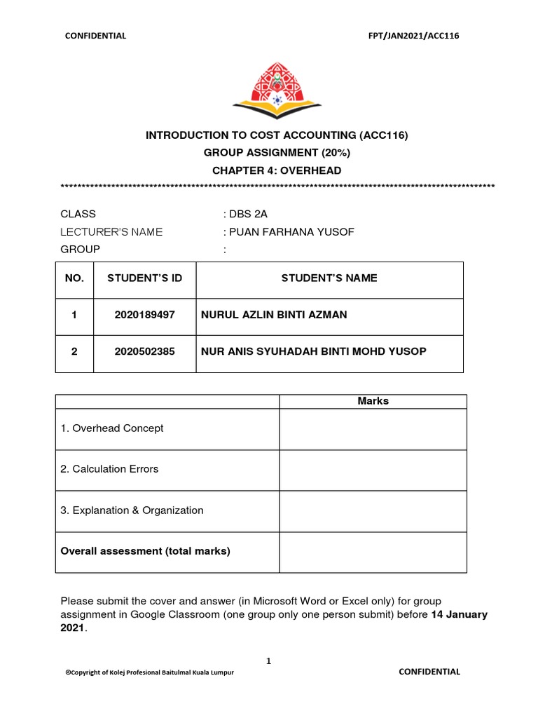 Group Assignment Acc116 | PDF | Cost | Cost Of Goods Sold