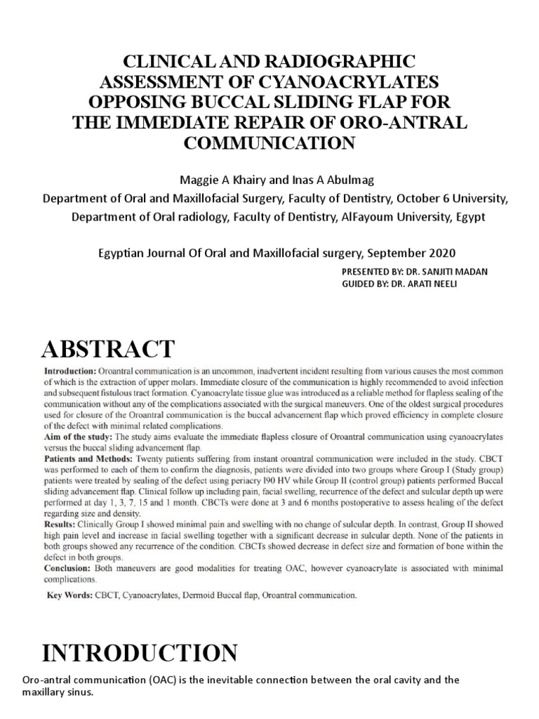 JC2 - Oroantral Communication | PDF | Clinical Medicine | Health Sciences
