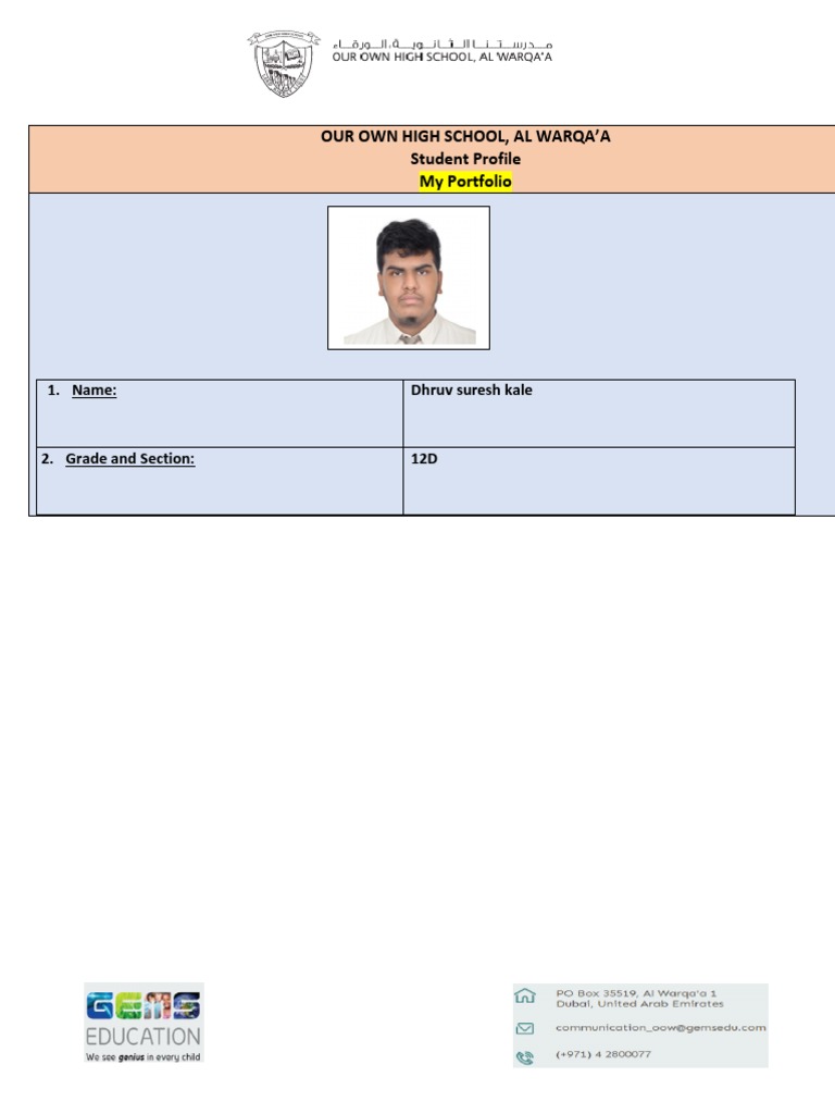 Dhruv Suresh Kale Student Profile | PDF | Cognition | Learning