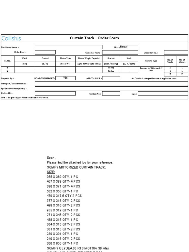 Curtain Track-Order Form | PDF | Computer Hardware | Computer Architecture