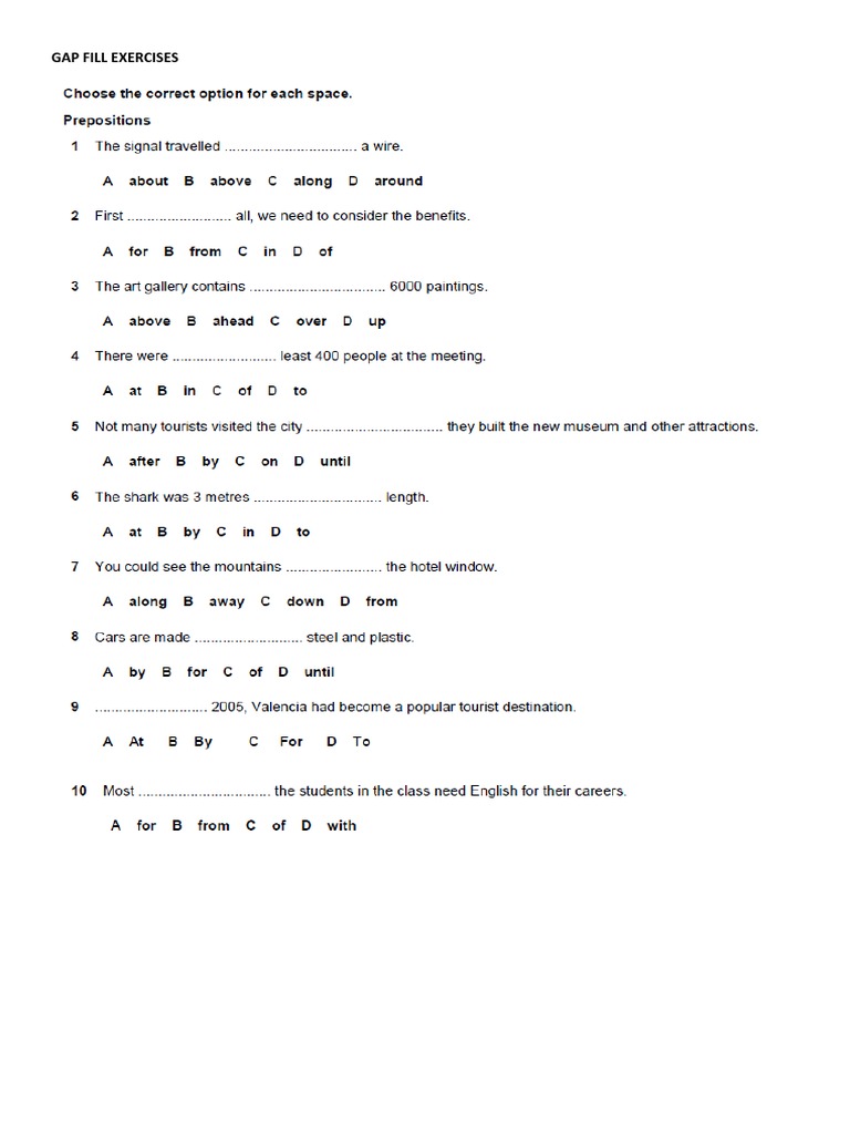 Gap Fill Exercises Pdf 