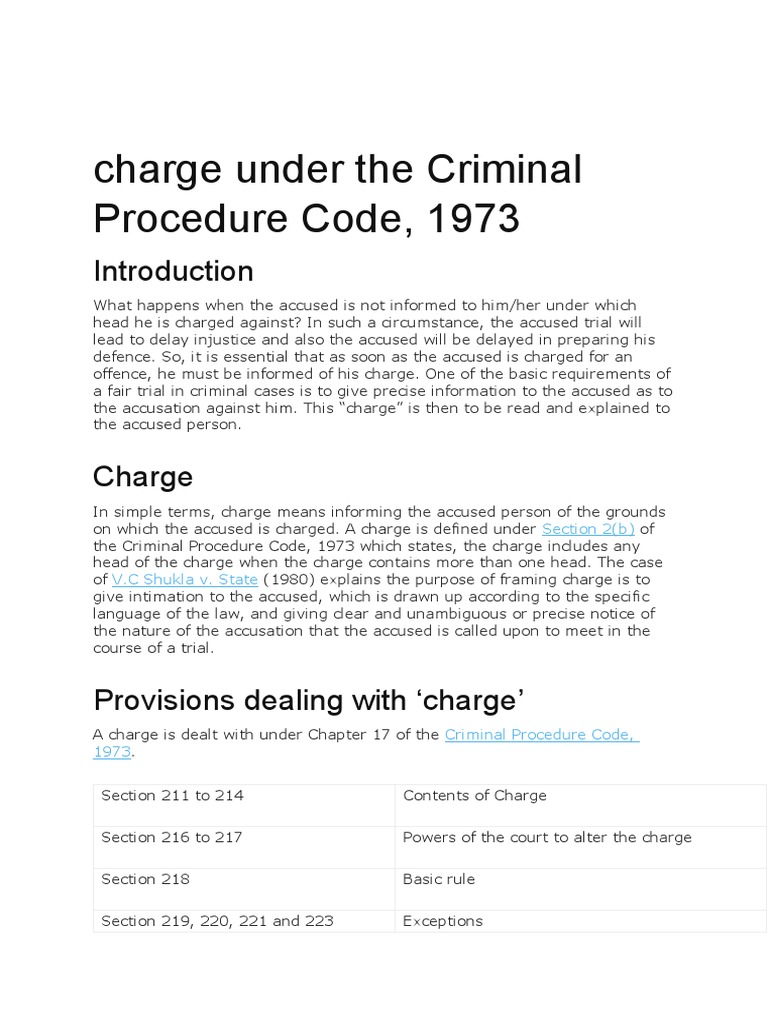 Charge Under The Criminal Procedure Code | PDF