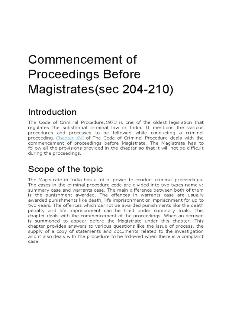 Commencement of Proceedings Before Magistrates | PDF | Criminal ...