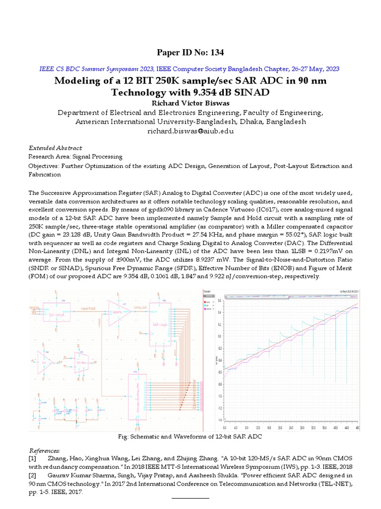 Modeling of A 12 BIT 250K Sample/sec SAR ADC in 90 NM Technology With 9 ...