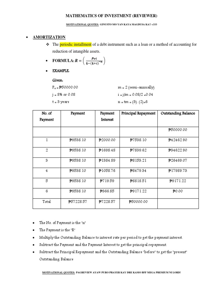 Mathematics of Investment Reviewer Finals | PDF