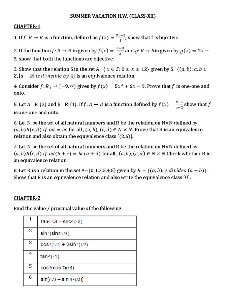 Class XII Math Homework | PDF | Matrix (Mathematics) | Abstract Algebra