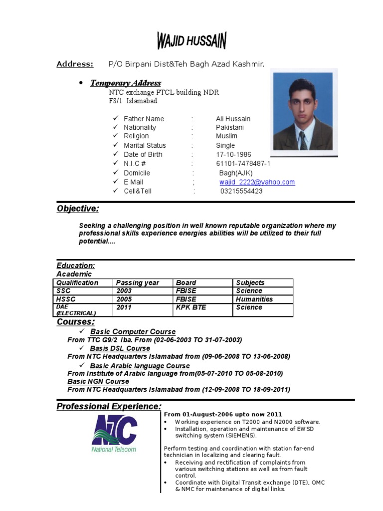 Temporary Address: Address: P/O Birpani Dist&Teh Bagh Azad Kashmir | PDF