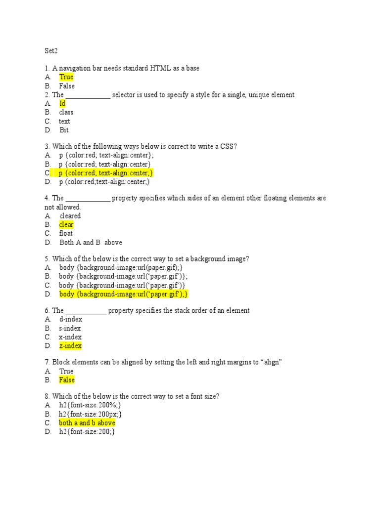 CSS Set2&3 | PDF | Typography | Computing