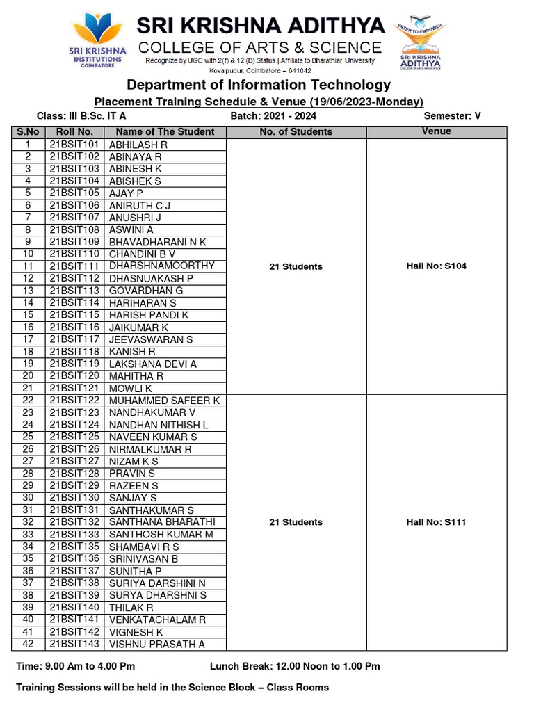 IT Placement Training Schedule 2023 | PDF | Cinema Of India