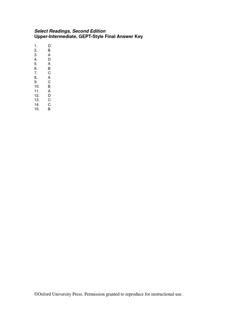 Upper-Intermediate Answer Key | PDF