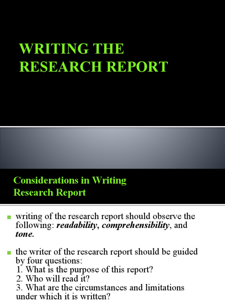 Writing the Research Report | PDF