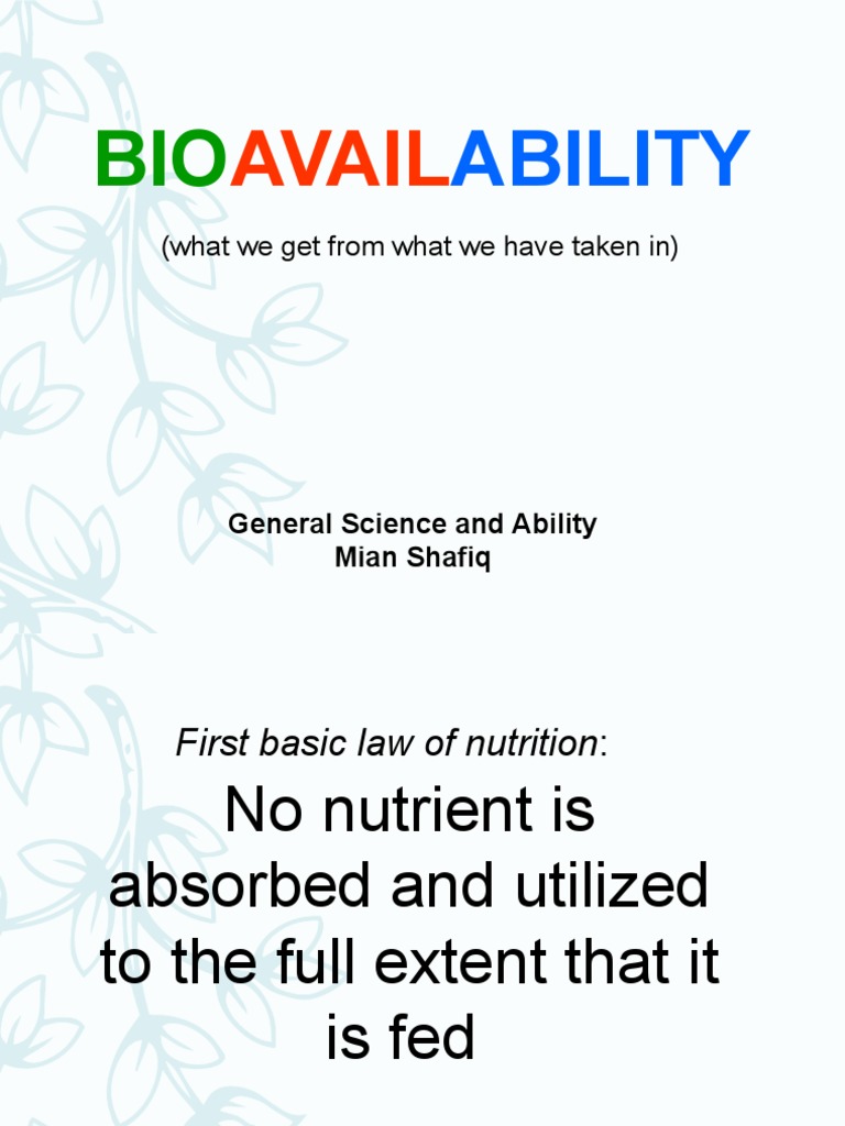 Bioavailability of Nutrients Explained | PDF