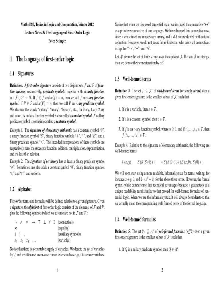 Notes 3 Pdf Interpretation Logic First Order Logic