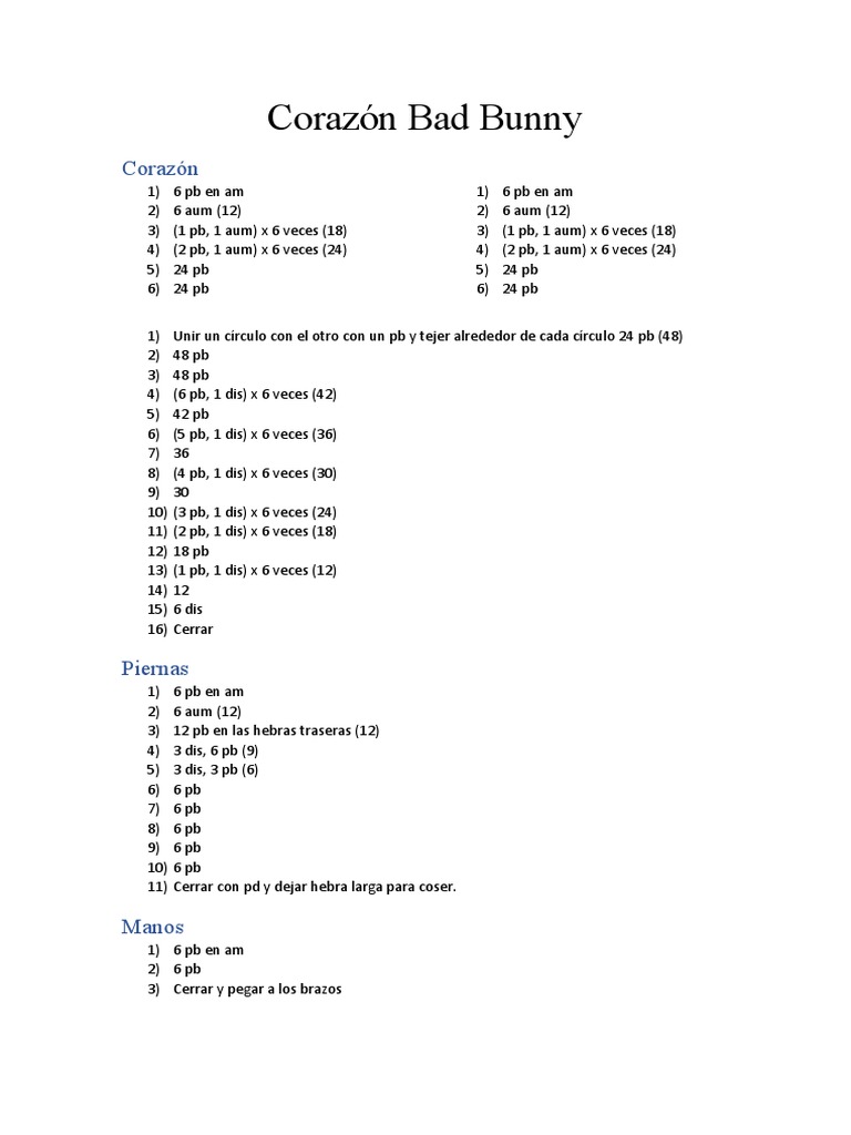 Corazon Crochet Bad Bunny | PDF