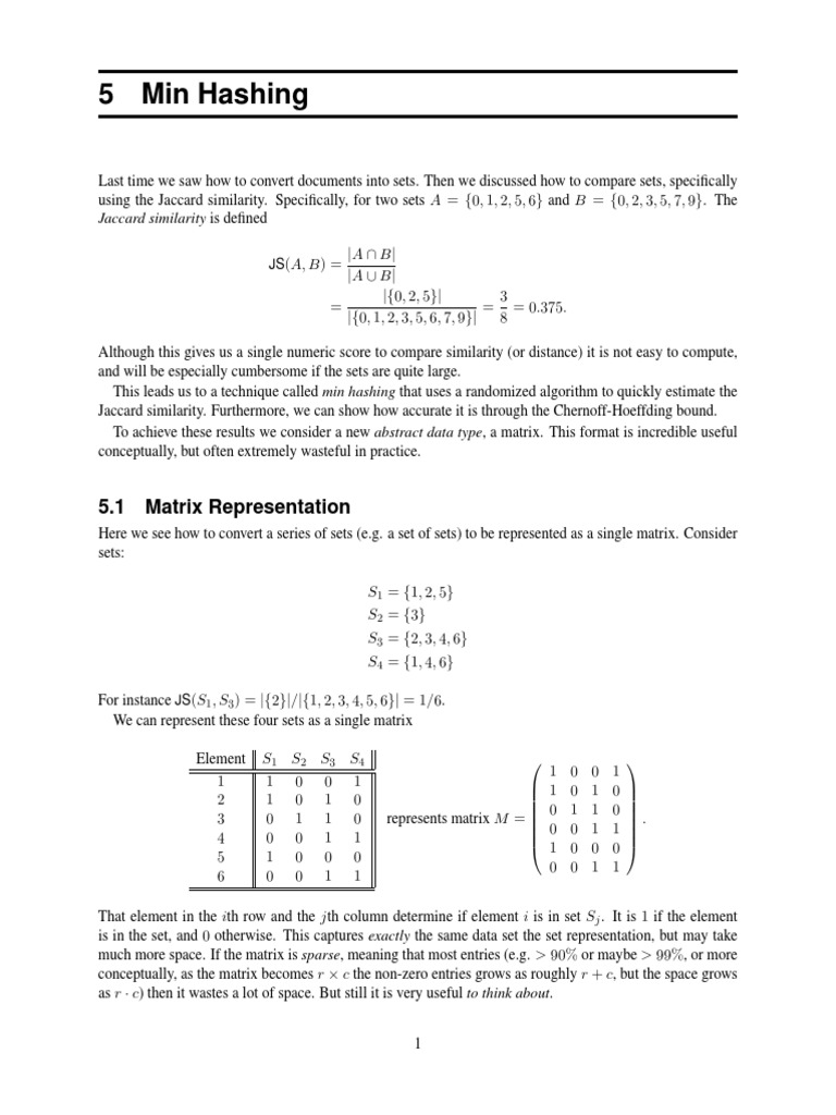 1 MinHash-1 | PDF | Matrix (Mathematics) | Applied Mathematics
