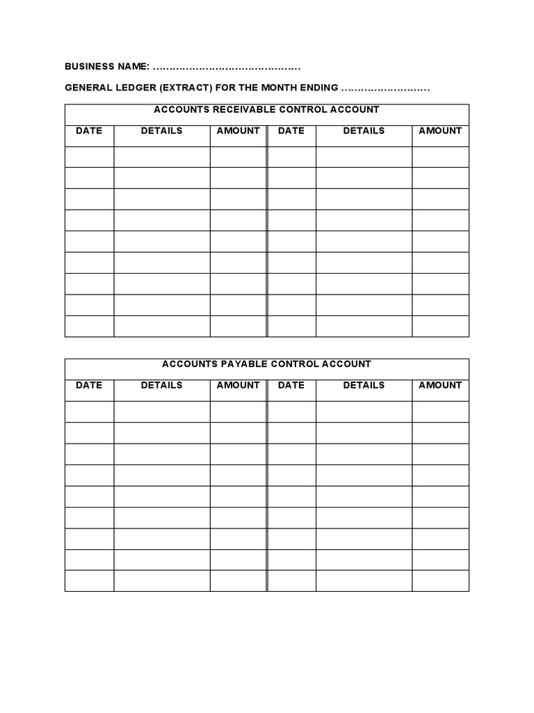 Control Accounts Template | PDF
