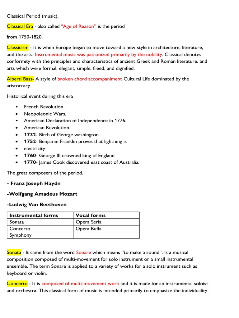 Overview of Classical Music Era | PDF