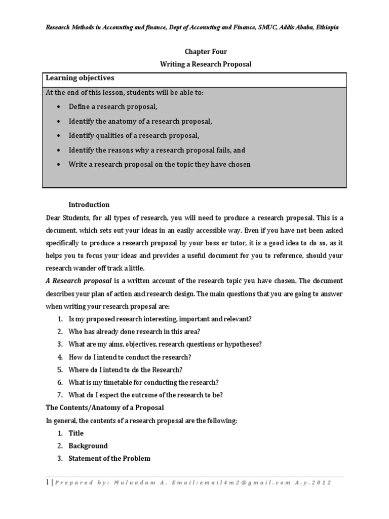 CH 4 Research Proposal | PDF | Hypothesis | Methodology