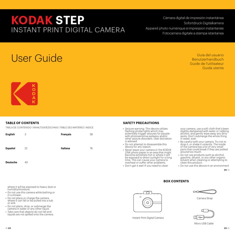 KODAK STEP Camera QSG | PDF