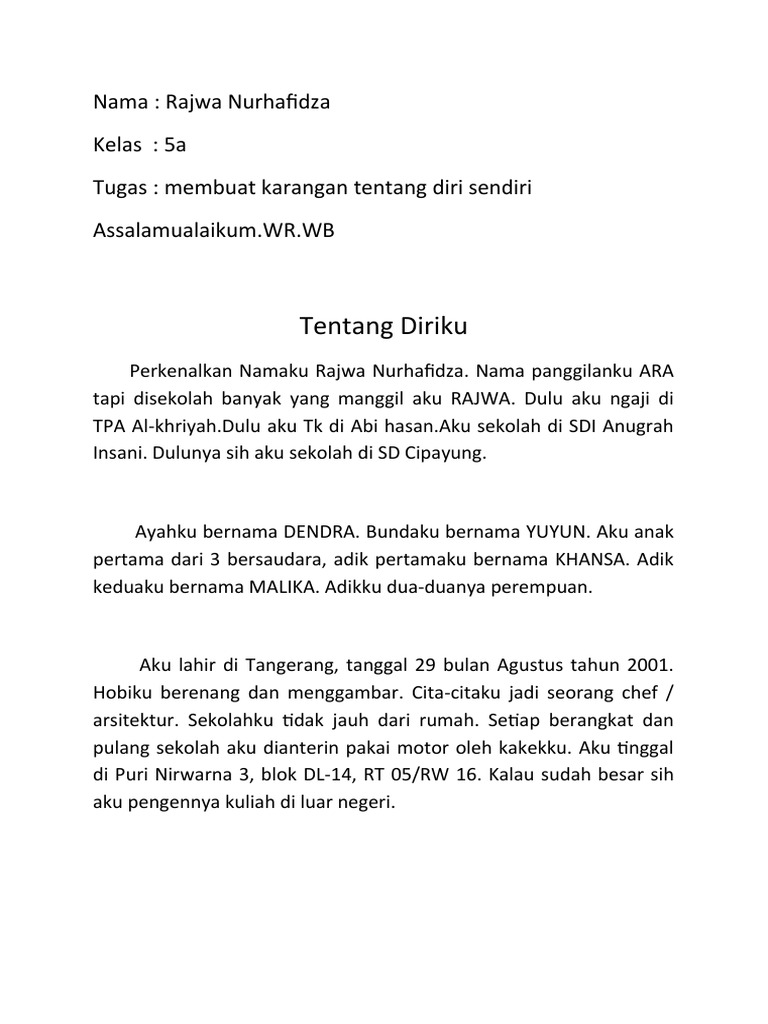 Karangan Tentang Diriku | PDF