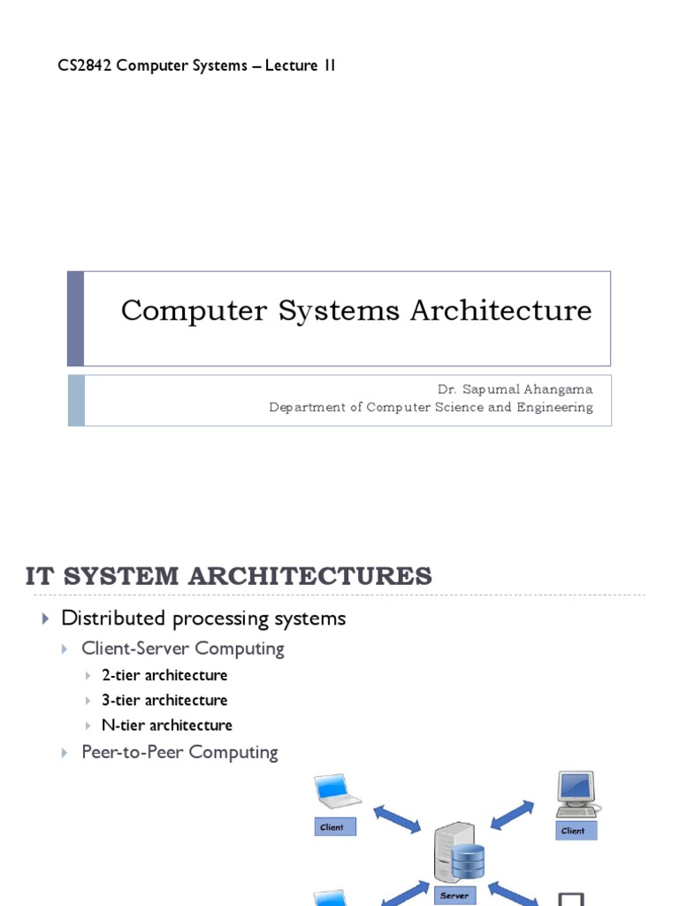 Lecture 2 Computer Systems Architecture | PDF | Virtualization | Client–Server Model