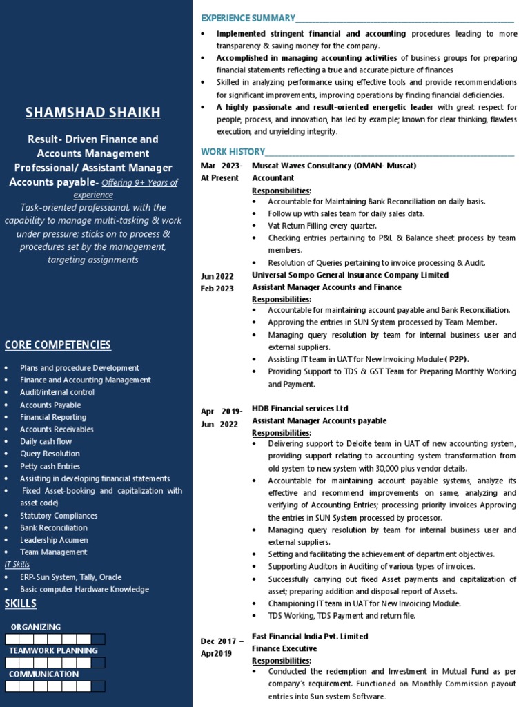 Shamshad Shaikh (Accountant) KSA GE Wup VVCCF CC | PDF | Accounts ...