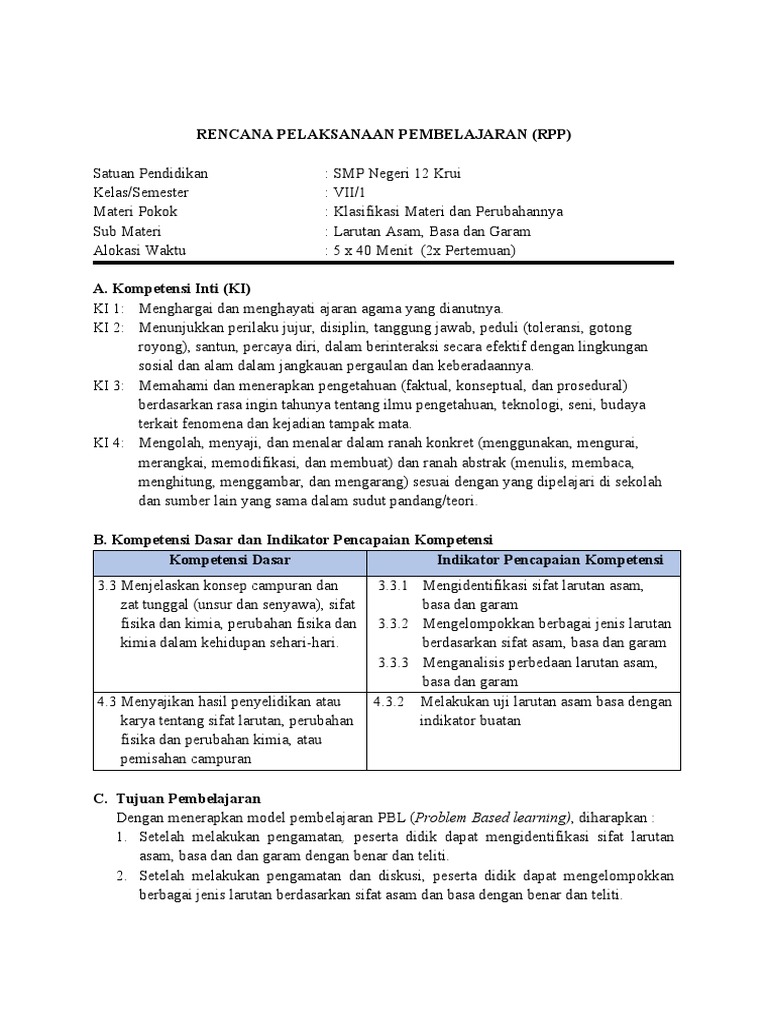 RPP Baru Asam Basa | PDF