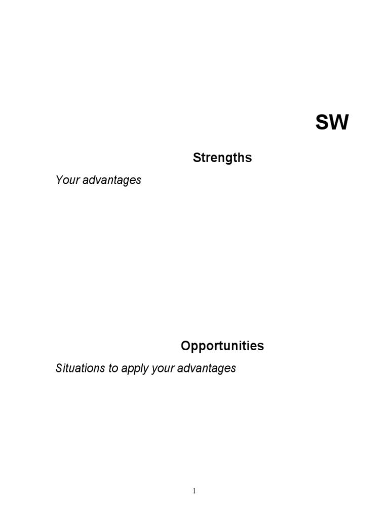 Simple SWOT Matrix Excel Template | PDF