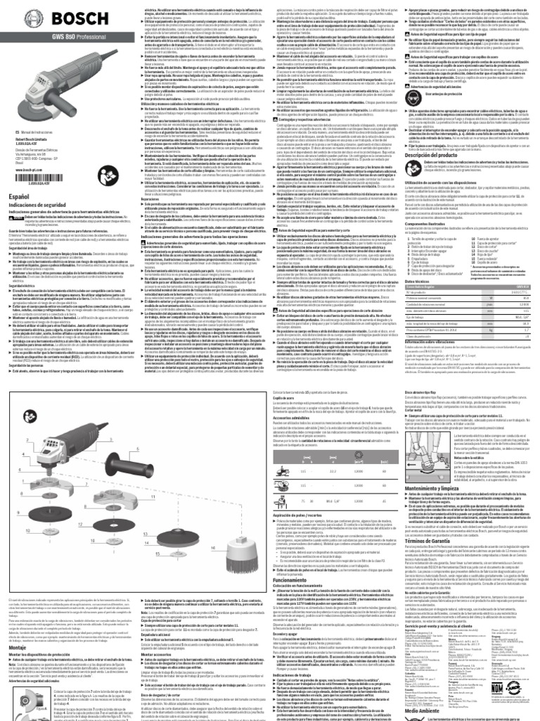 Manual Esmeril Bosh | PDF | Abrasivo | Herramientas